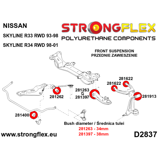 FRONT SUSPENSION BUSH KIT R33, R34 GTS – Group-D